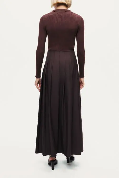 NOCTURNE Belted Pleated Maxi Skirt