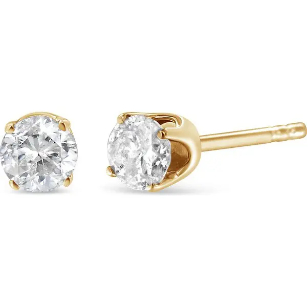HAUS OF BRILLIANCE 14k Gold 1/2 Cttw Round-cut Diamond Stud Earrings - Yellow
