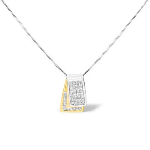 HAUS OF BRILLIANCE 14k Gold 1.0 Cttw Princess Cut Diamond Pendant Necklace - Yellowwhite