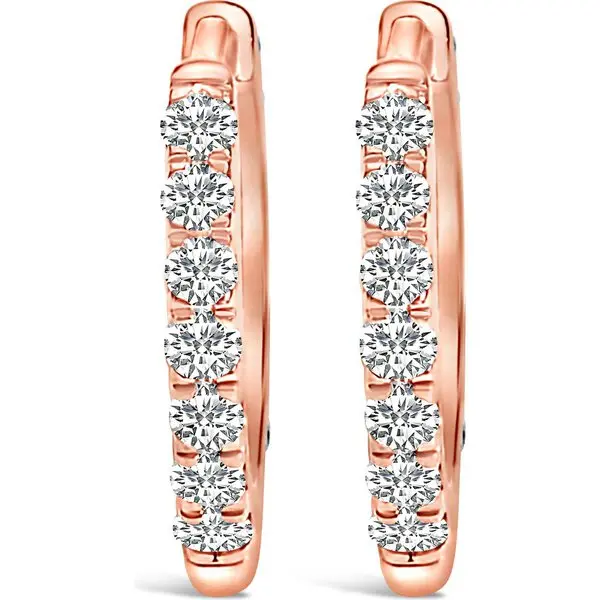 HAUS OF BRILLIANCE 10k Gold 0.25 Cttw Diamond Huggie Hoop Earrings - Rose