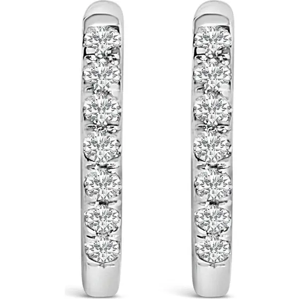 HAUS OF BRILLIANCE 10k Gold 0.25 Cttw Diamond Huggie Hoop Earrings - White