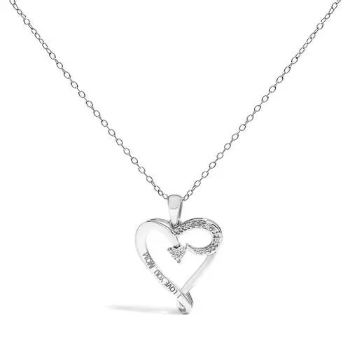 HAUS OF BRILLIANCE Silver Diamond Accent Heart Pendant Necklace - White