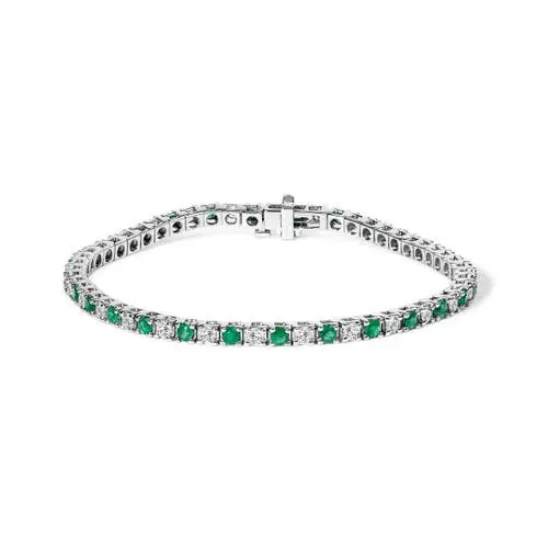 HAUS OF BRILLIANCE 14k Gold 1.5 Cttw Diamond And Emerald Tennis Bracelet - White