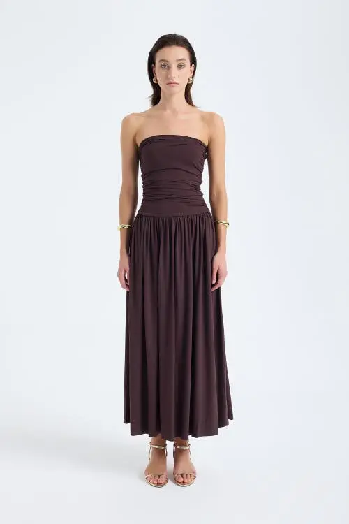MONLICIA Aluna Strapless Draped Maxi Dress