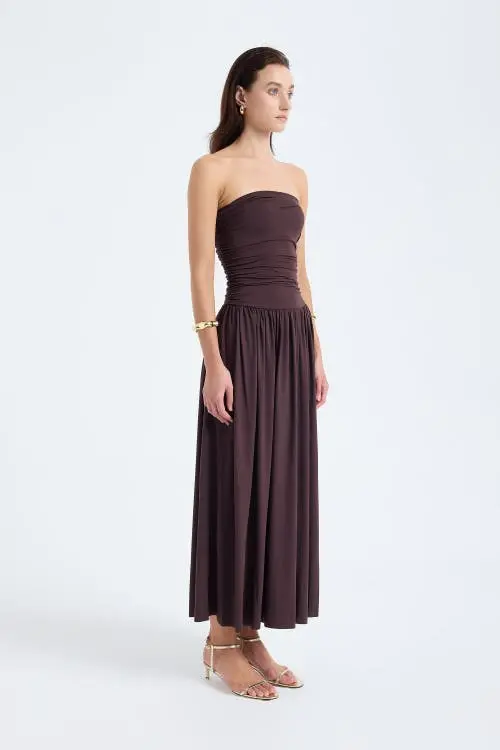 MONLICIA Aluna Strapless Draped Maxi Dress