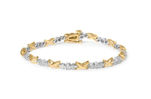 HAUS OF BRILLIANCE 10k Two-tone Gold 1/2 Cttw Diamond X-link Bracelet - Yellow