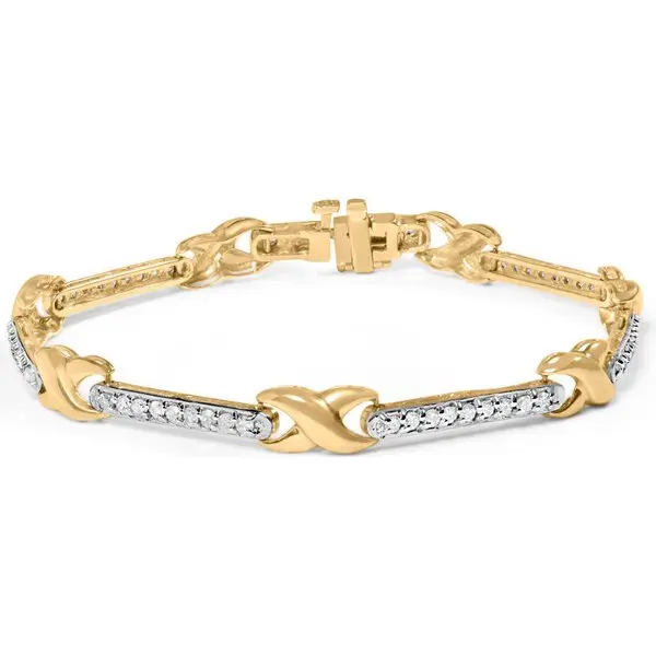 HAUS OF BRILLIANCE 10k Gold 1.00 Cttw Diamond X-link Bracelet - Yellow
