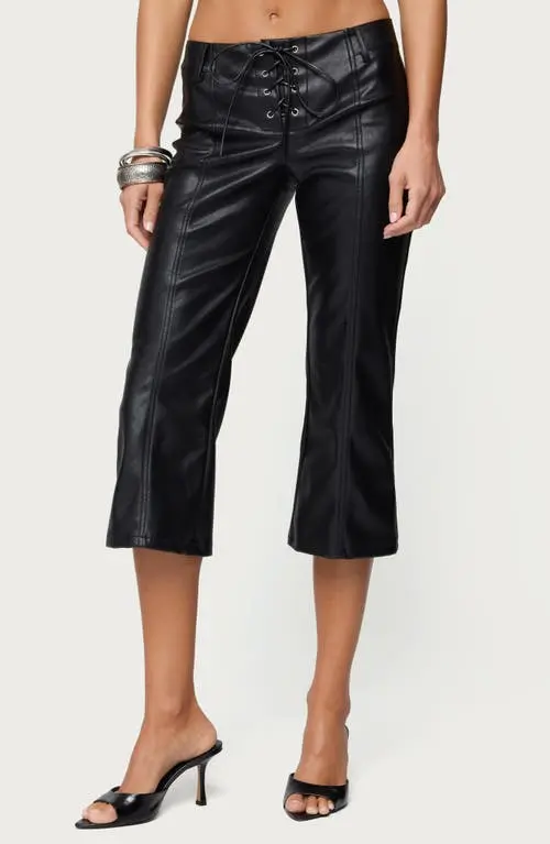 EDIKTED Faux Leather Capri Pants