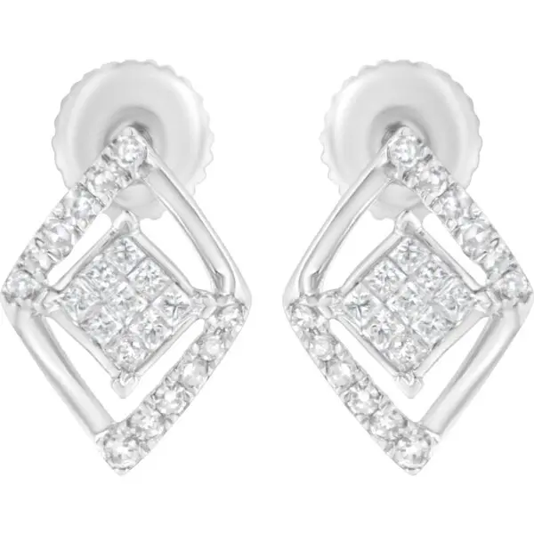 HAUS OF BRILLIANCE 10k Gold Diamond Stud Earrings - White