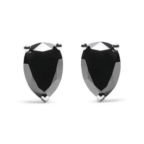 HAUS OF BRILLIANCE 14k Gold 2.00 Ct. T.w. Pear Black Diamond Stud Earrings - White