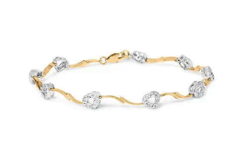 HAUS OF BRILLIANCE 10k Gold 1/3 Cttw Diamond Heart S-link 7.25" Bracelet - Yellow