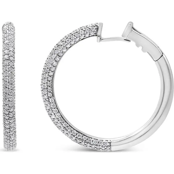 HAUS OF BRILLIANCE 18k Gold 2 1/3 Ctw Pave Diamond Hoop Earrings - White