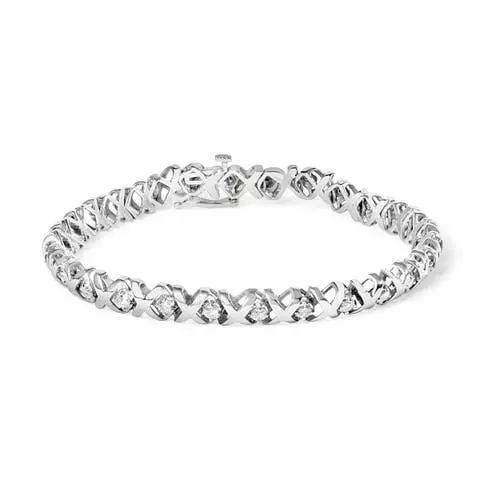 HAUS OF BRILLIANCE 10k Gold 1 1/2cttw Diamond X-link Tennis Bracelet - White