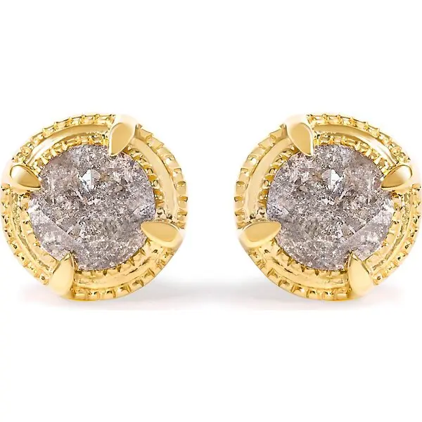 HAUS OF BRILLIANCE 925 Sterling Silver 1 Carat Diamond Stud Earrings - Yellow