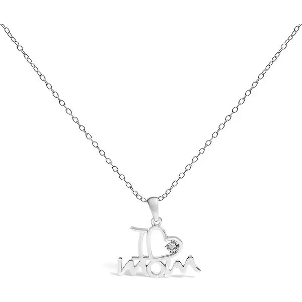 HAUS OF BRILLIANCE Silver Diamond Accent Heart Pendant Necklace - White