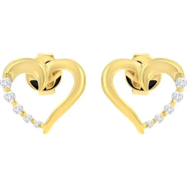HAUS OF BRILLIANCE 14k Gold 1/8 Ct Diamond Heart Hoop Earrings - Yellow