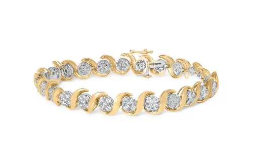 HAUS OF BRILLIANCE 10k Gold 4.00 Cttw Round-cut Diamond Floral Link Bracelet - Yellow