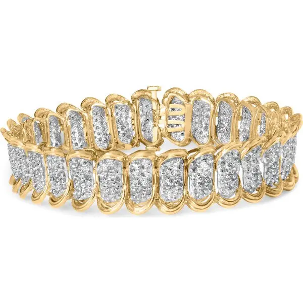 HAUS OF BRILLIANCE 10k Gold 4.00 Cttw Pave Diamond Link Bracelet - Yellow