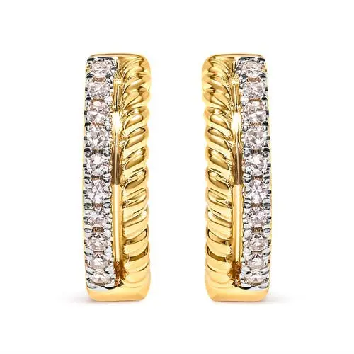 HAUS OF BRILLIANCE 10k Gold 1/10 Cttw Diamond Huggie Hoop Earrings - Yellow