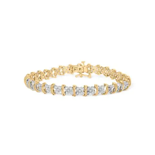 HAUS OF BRILLIANCE 10k Gold Plated Silver 2.0 Cttw Diamond Link Bracelet - Yellow