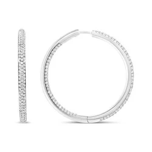HAUS OF BRILLIANCE 18k Gold 2.00 Cttw Round-cut Diamond Hoop Earrings - White