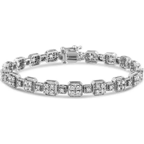 HAUS OF BRILLIANCE 10k Gold 2.0 Cttw Diamond Square Link Bracelet - White