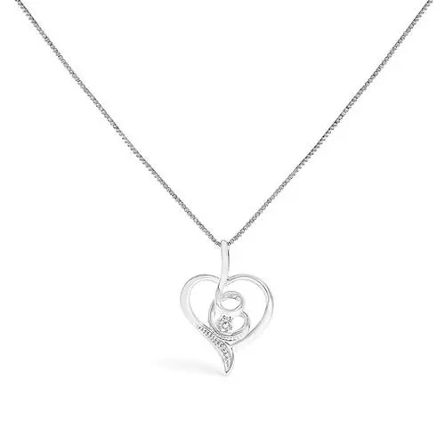 HAUS OF BRILLIANCE 10k Gold Diamond Swirl Heart Pendant Necklace - White