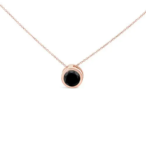 HAUS OF BRILLIANCE 14k Rose Gold 7.0 Cttw Black Diamond Solitaire Pendant Necklace - Pink