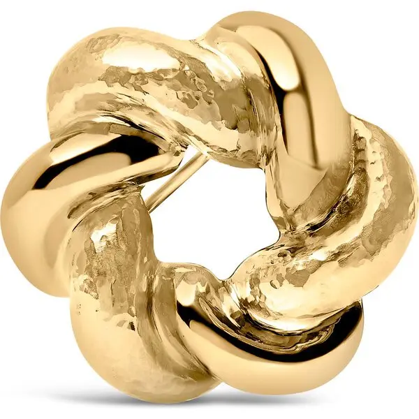 HAUS OF BRILLIANCE 18k Gold Sculpted Knot Brooch - Yellow