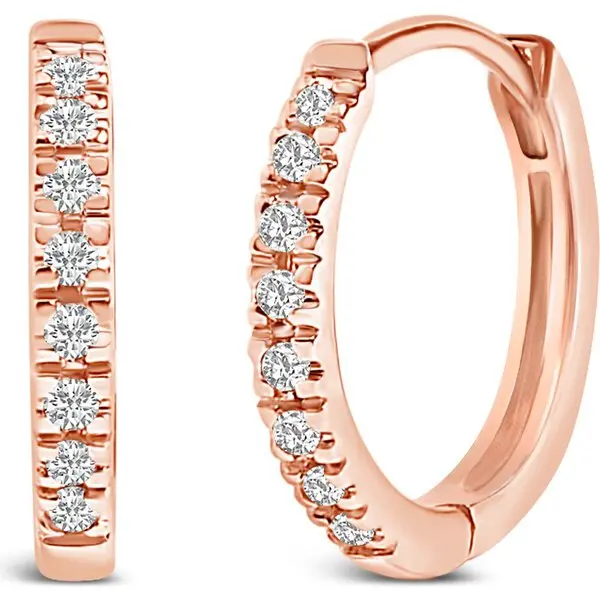 HAUS OF BRILLIANCE 14k Gold 0.18 Ctw Diamond Huggie Hoop Earrings - Rose