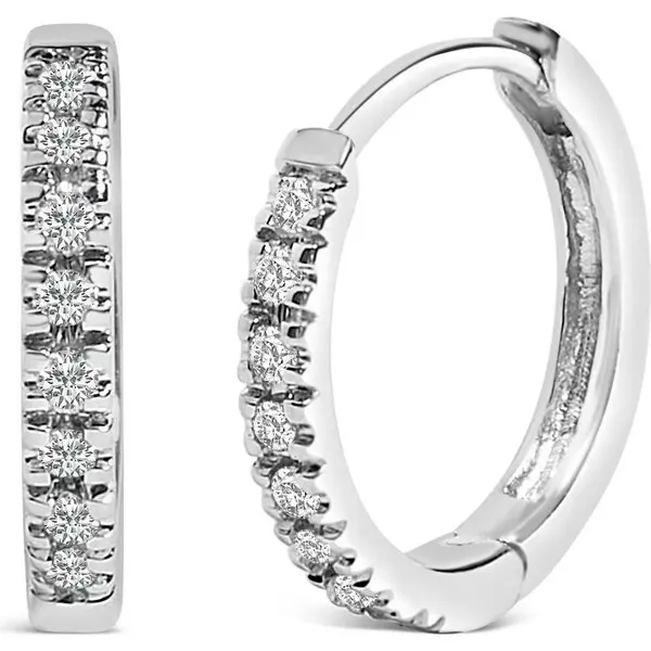 HAUS OF BRILLIANCE 14k Gold 0.18 Ctw Diamond Huggie Hoop Earrings - White