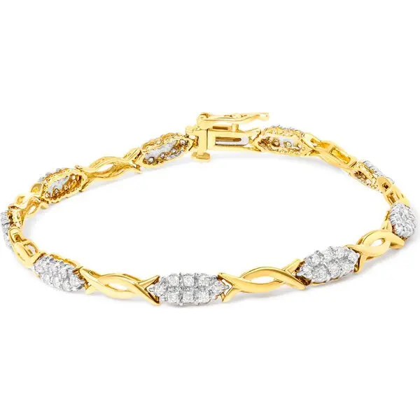 HAUS OF BRILLIANCE 10k Gold 1.00 Cttw Round-cut Diamond Link Bracelet - Yellow