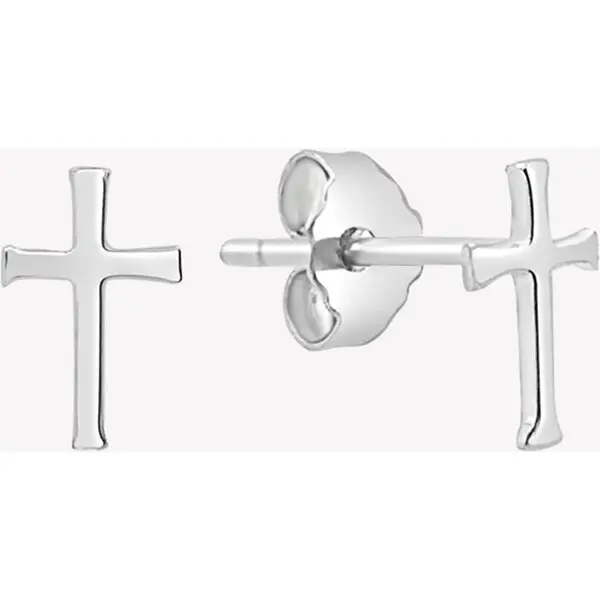 RIZEN JEWELRY Cross Mini Stud Earrings - Sterling Silver
