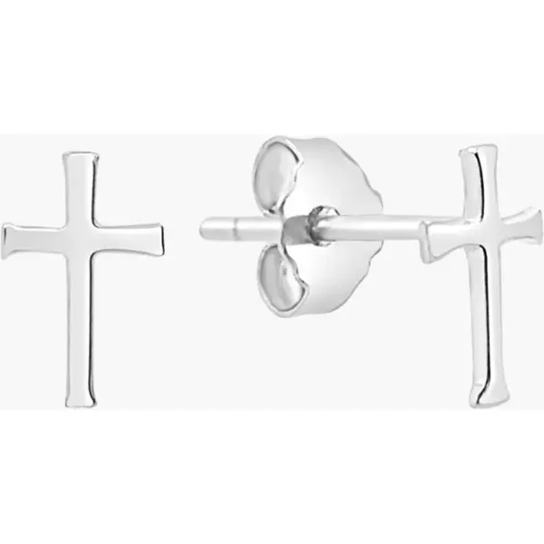 RIZEN JEWELRY Cross Mini Stud Earrings - Sterling Silver