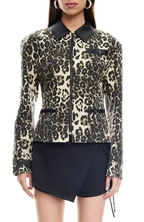 Lioness Soho Animal Print Twill Jacket - Leopard