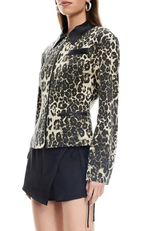 Lioness Soho Animal Print Twill Jacket - Leopard
