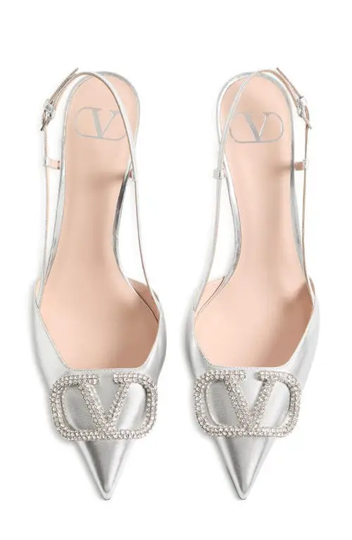 Valentino Garavani Crystal Vlogo Slingback Pumps