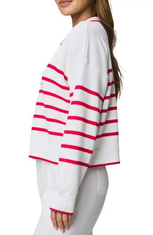 Splendid Arden Stripe Polo Sweater - White/rouge
