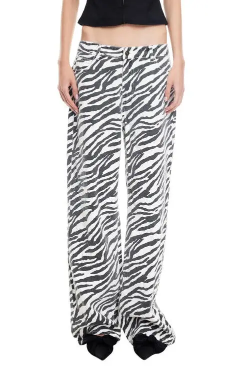 Lioness Top Model Stripe Baggy Jeans - Zebra