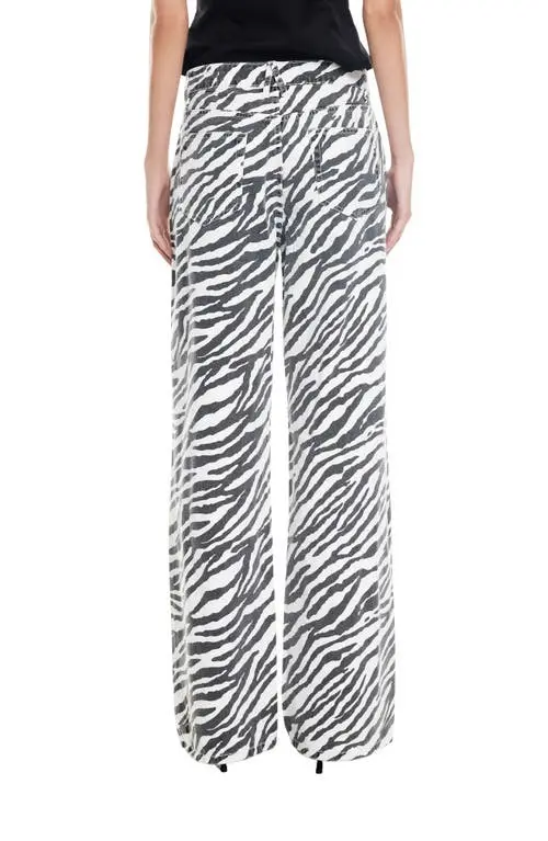 Lioness Top Model Stripe Baggy Jeans - Zebra