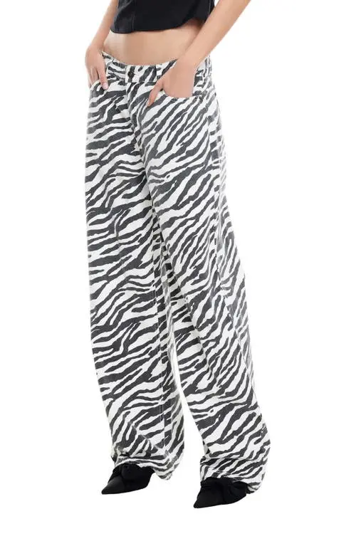 Lioness Top Model Stripe Baggy Jeans - Zebra