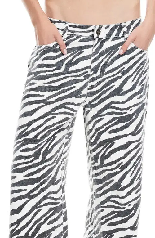 Lioness Top Model Stripe Baggy Jeans - Zebra