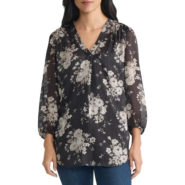Jones New York Printed V-neck Blouse