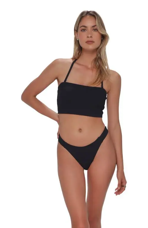 PACIFICA BY SUNSETS Tate Tab Side Bikini Bottom - Black Pacifica Rib