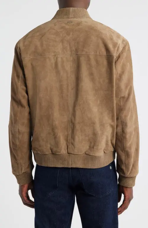 BOSS Muller Suede Bomber Jacket - Open Brn