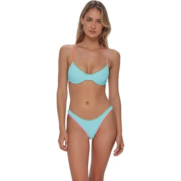 SWIM SYSTEMS Dani Scoop Bikini Bottom - Aqua Haze Rib