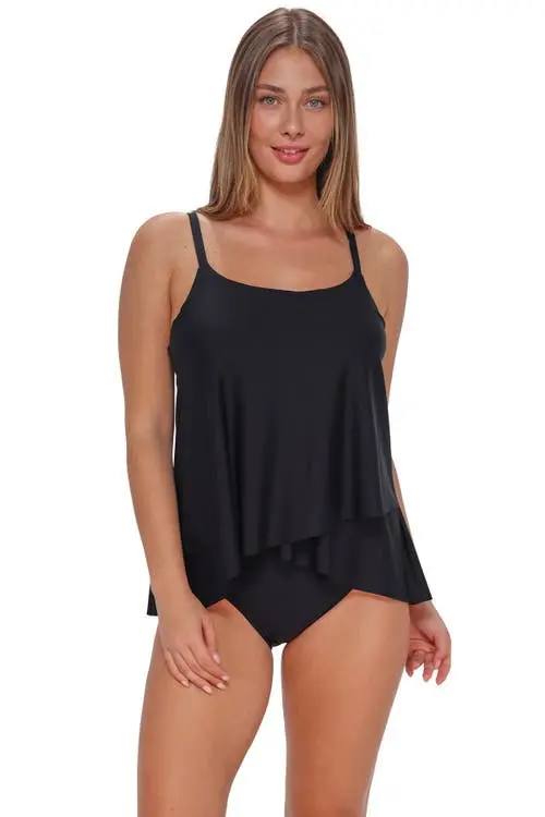 SUNSETS Elena Dd Cup Tankini Top - Black
