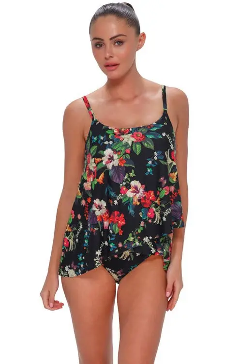 SUNSETS Elena Dd Cup Tankini Top - Fleur Noire