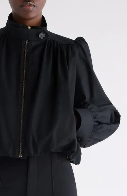Chloé Crop Balloon Hem Cotton Zip Jacket