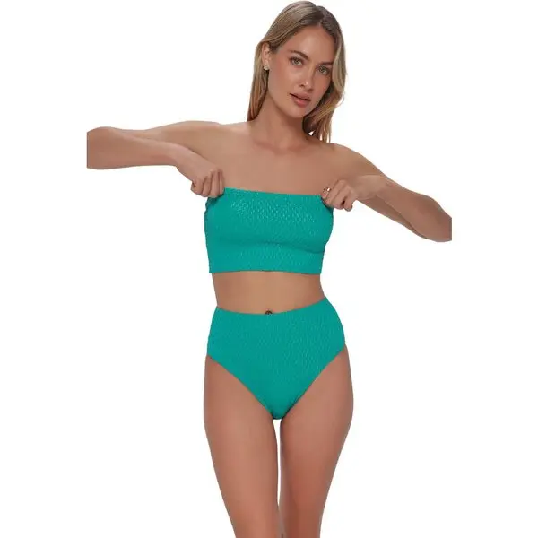 PACIFICA BY SUNSETS Shellie Tube Top Bikini - Jade Jewel Lurex